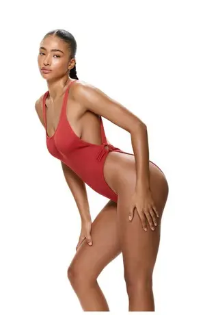 AU NATUREL BY GOTTEX Gottex Tubular High Leg Ring Detail One Piece
