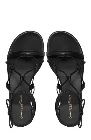 GIANVITO ROSSI Open Toe Lace-up Sandals - Black Nappa
