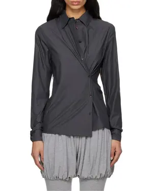 Paloma Wool Asymmetrical Long-sleeve Shirt With Snap Cuffs - Black