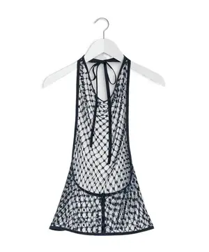 LEMAIRE Fishnet Halter Top - White