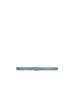 Gucci Blondie Skinny Leather Belt With Double G Clasp - Blue