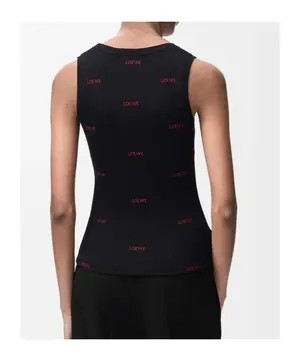 Loewe Logo-embroidered Ribbed-knit Tank Top