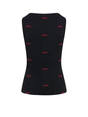 Loewe Logo Embroidered Ribbed Knit Tank Top