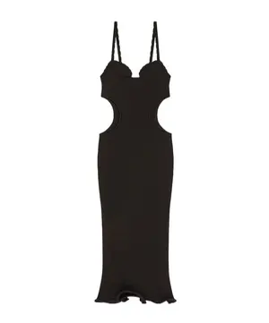 Givenchy Slashed Dress In Rib - Black