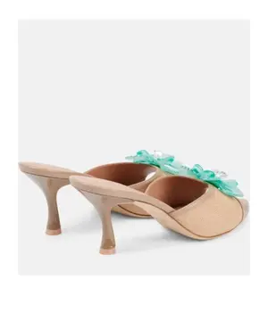 MALONE SOULIERS Cyd 70 Embellished Leather-trimmed Mules
