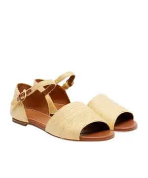 Staud Catharine Raffia And Leather Sandals - Nude