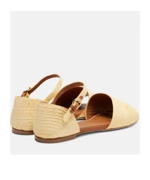 Staud Catharine Raffia And Leather Sandals