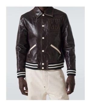 WALES BONNER Prince Leather Varsity Jacket