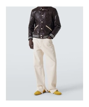 WALES BONNER Prince Leather Varsity Jacket
