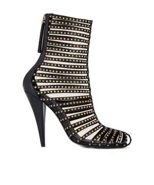 Givenchy Cage Ankle Boots In Leather With Studs - Black