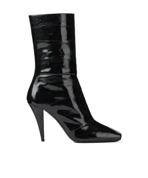 Givenchy Sliced Square Ankle Boots In Shiny Leather - Black