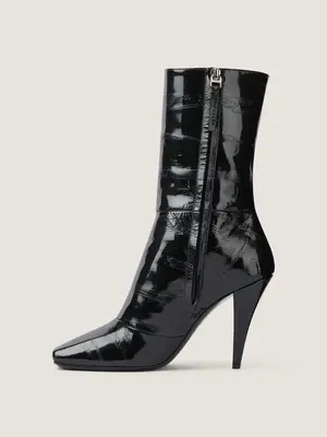 Givenchy Sliced Square Ankle Boots In Shiny Leather