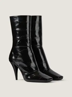 Givenchy Sliced Square Ankle Boots In Shiny Leather