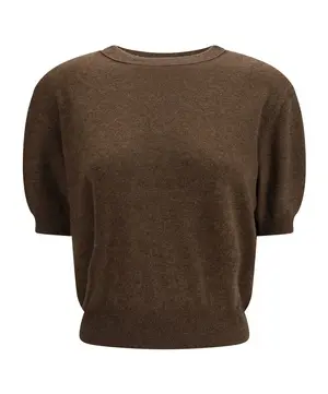 LISA YANG Genevra Short Sleeve Knitted Top