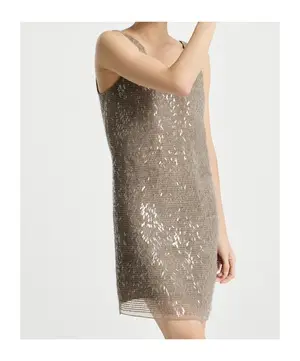 Brunello Cucinelli Embroidery Silk Mini Dress