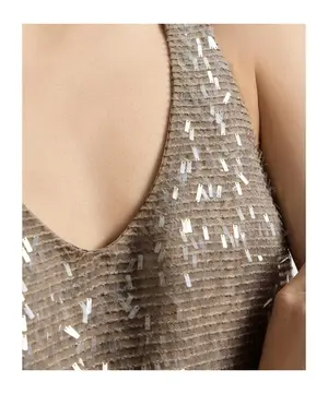 Brunello Cucinelli Embroidery Silk Mini Dress