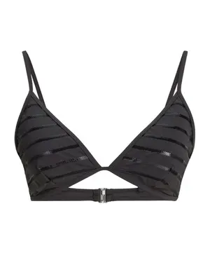 Brunello Cucinelli Stripes Monili Bikini Top - Black