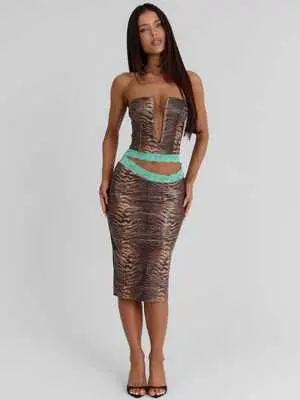 OUTCAST Emmely Midi Dress In Tiger
