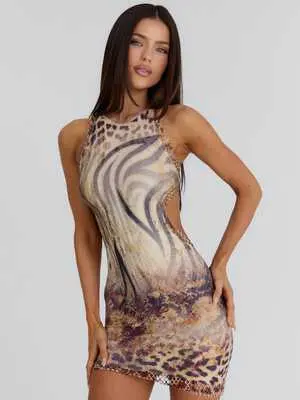 OUTCAST Kelli Mini Dress In Caliope - Print