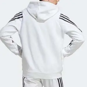 Adidas Zip Up Hoodie With Logo And Stripe Detailing