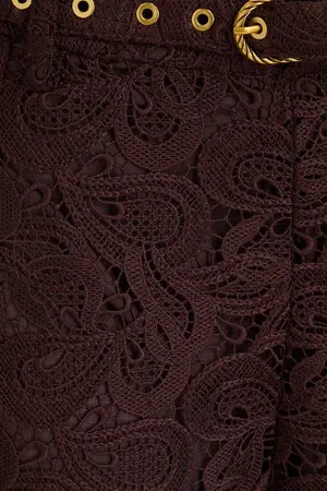 Zimmermann Belted Guipure Lace Flared Pants