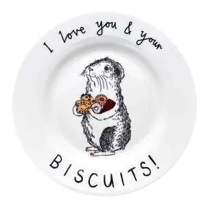 JIMBOBART I Love You & Your Biscuits Side Plate - White