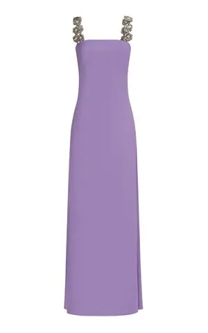 TALLER MARMO Consuelo Strap Embellished Satin Maxi Dress - Purple