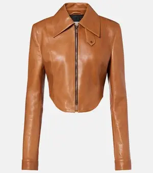 Magda Butrym Leather Bomber Jacket - Beige