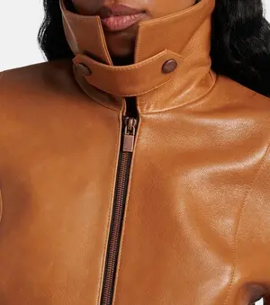 Magda Butrym Leather Bomber Jacket - Beige