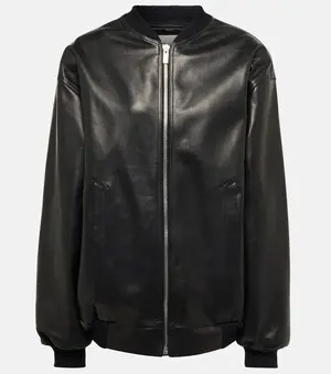 Magda Butrym Leather Bomber Jacket - Black