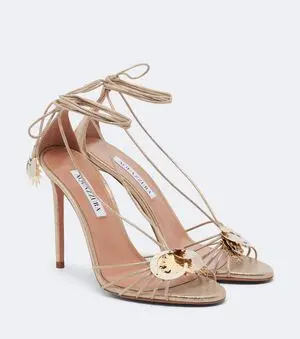 AQUAZZURA Aquazzura Night Stars Metallic Leather Sandals Metallic