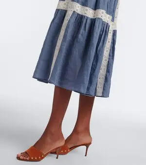 Veronica Beard Mazarine Lace-trimmed Ramie Maxi Dress