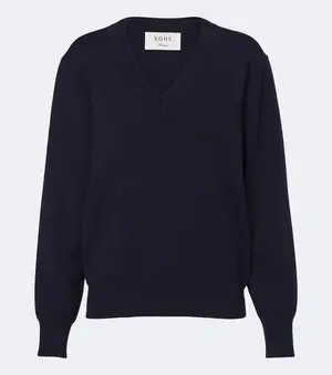RÓHE Wool V-neck Sweater - Blue