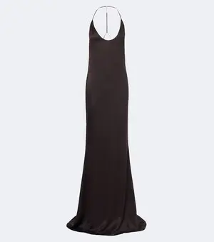 TOM FORD Draped Open-back Silk Gown - Brown