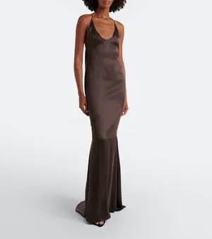 TOM FORD Draped Open-back Silk Gown In Espresso - Brown