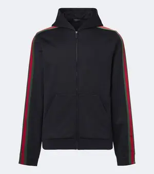 Gucci Web Stripe Silk And Cotton Jersey Hoodie