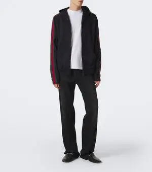 Gucci Web Stripe Silk And Cotton Jersey Hoodie