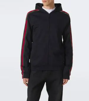Gucci Web Stripe Silk And Cotton Jersey Hoodie