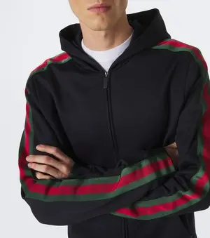 Gucci Web Stripe Silk And Cotton Jersey Hoodie