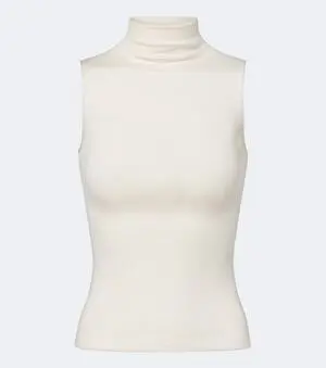 Ralph Lauren Naomie Silk-blend Turtleneck Top - White