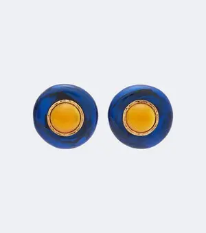 Saint Laurent Embellished Clip-on Earrings - Blue