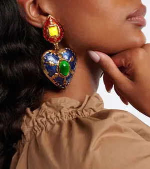 Saint Laurent Embellished Clip-on Earrings - Multicoloured