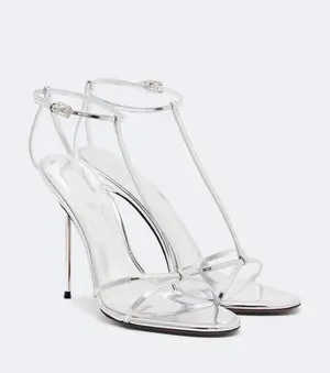 Paris Texas Metallic Patent Leather Sandals - Silver