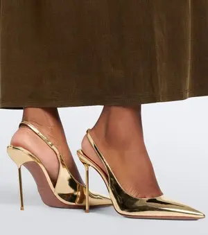 Paris Texas Lidia Metallic Leather Slingback Pumps - Gold