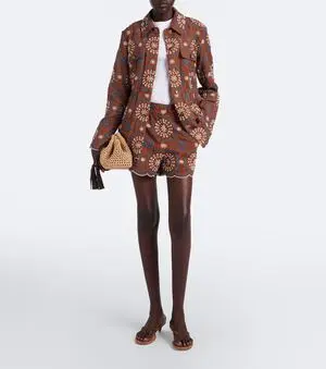 Veronica Beard Allen Broderie Anglaise Linen Shorts - Multicoloured