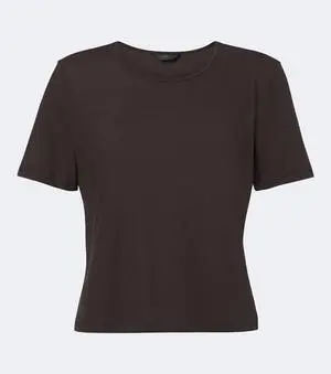 LESET Milo Cropped Cotton T-shirt - Brown