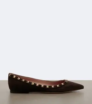 Valentino Garavani Rockstud Suede Ballet Flats