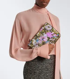 Valentino Garavani Vlogo Floral Jacquard Pouch