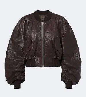 Rick Owens Secchia Leather Bomber Jacket - Brown