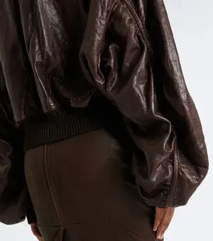 Rick Owens Secchia Leather Bomber Jacket - Brown